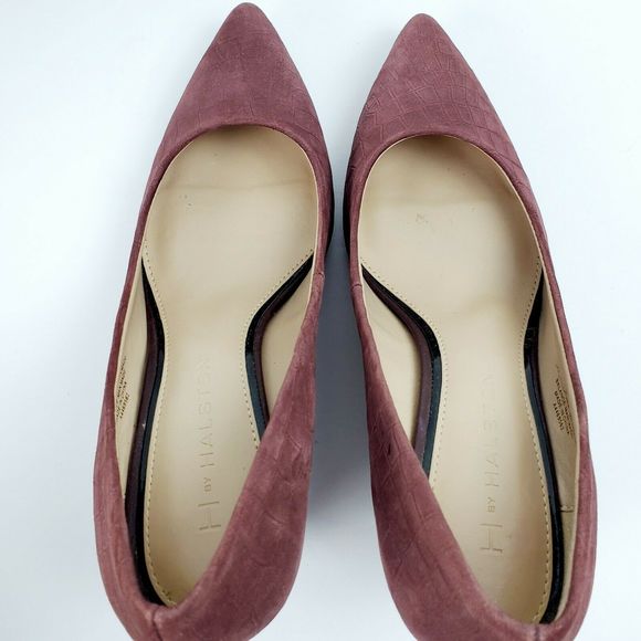 H by Halston | Shoes | H By Halston Burgundy Leather Croc Sandy Wedge ...